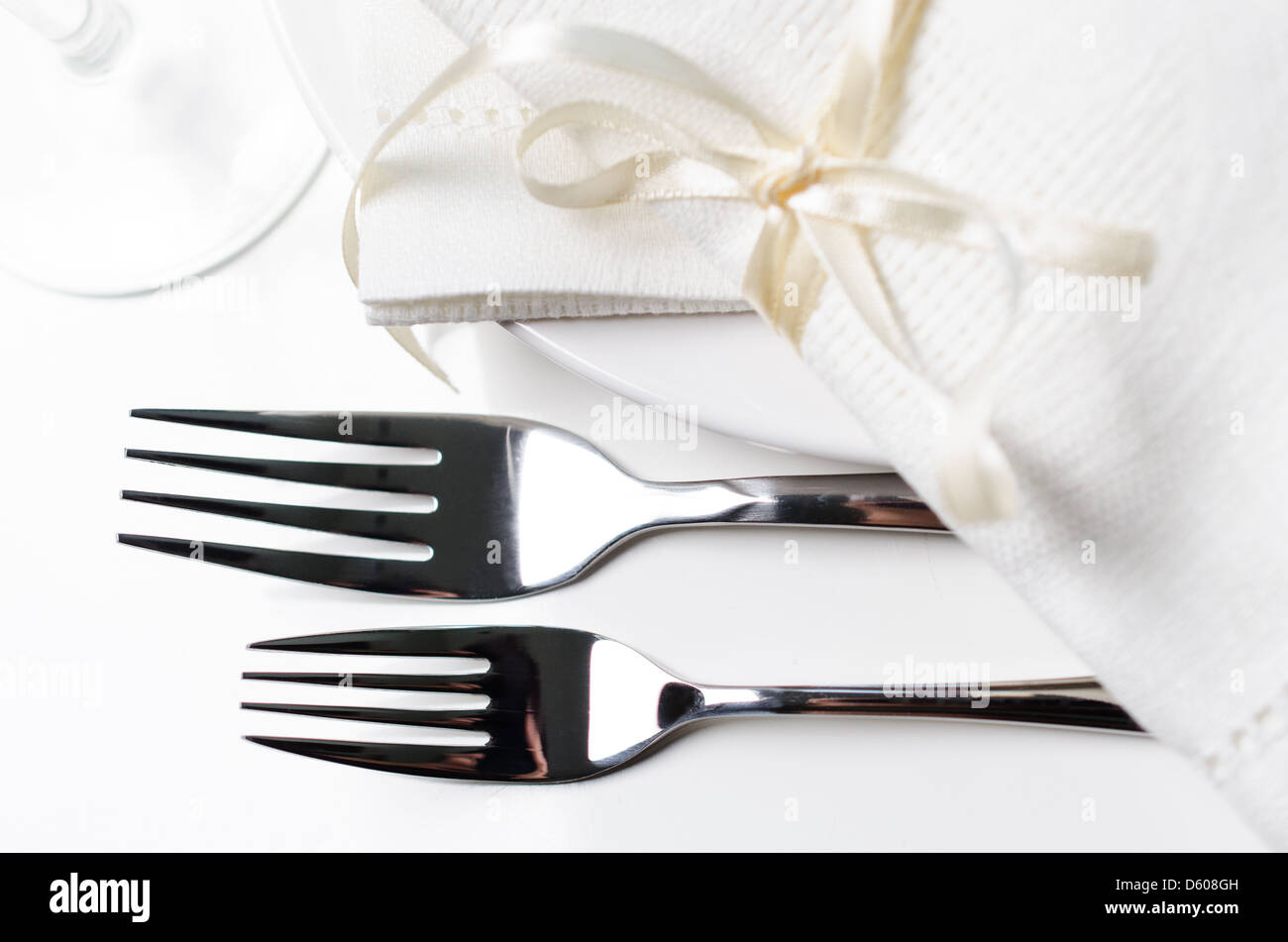 Silverware and plate set Stock Photo - Alamy