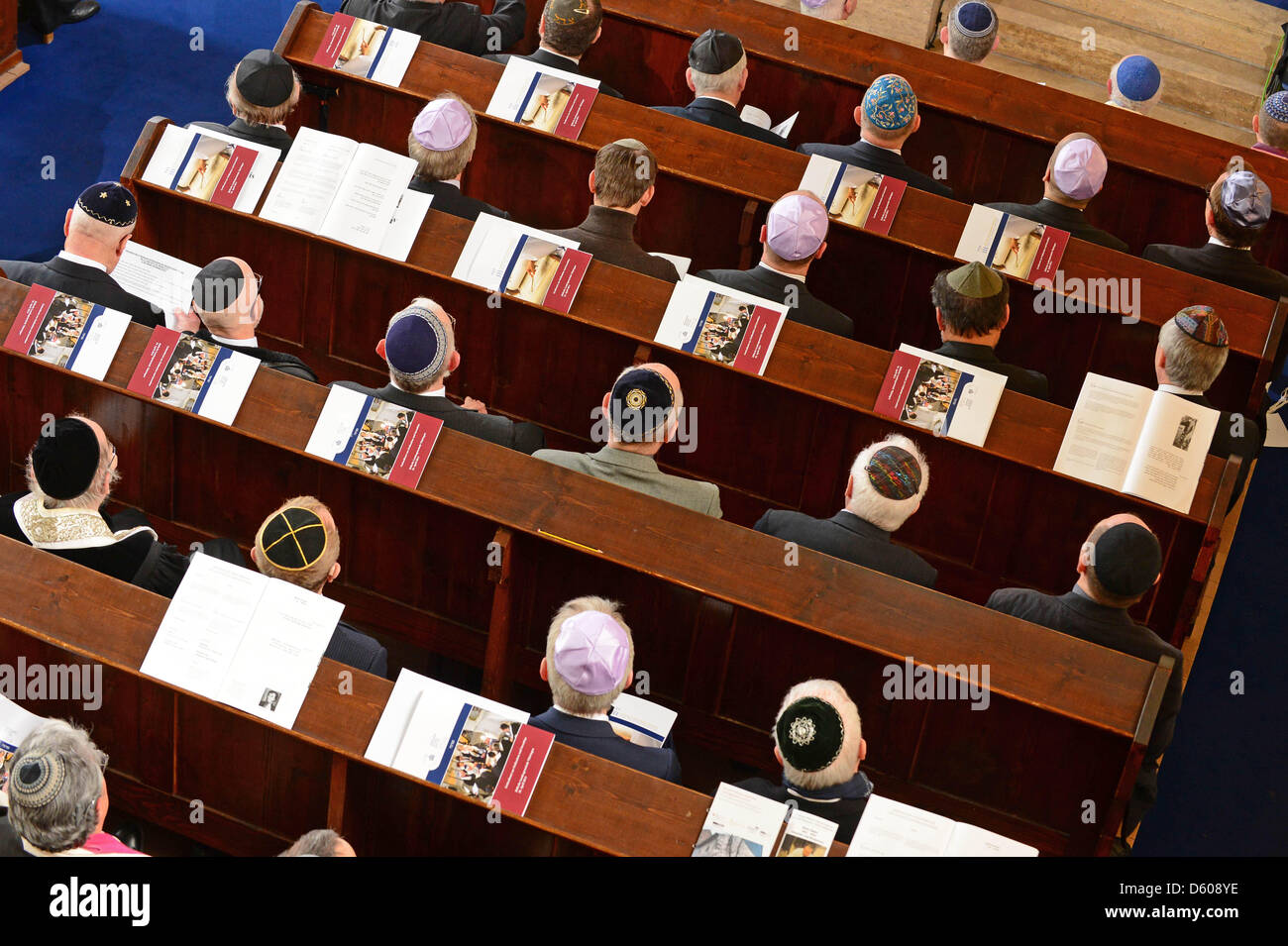 Guests of a rabbi ordination ceremony sit on their benches at the New ...