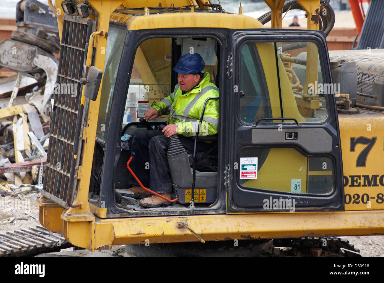 workman carrying out the final stages of the demolition of the Imax ...