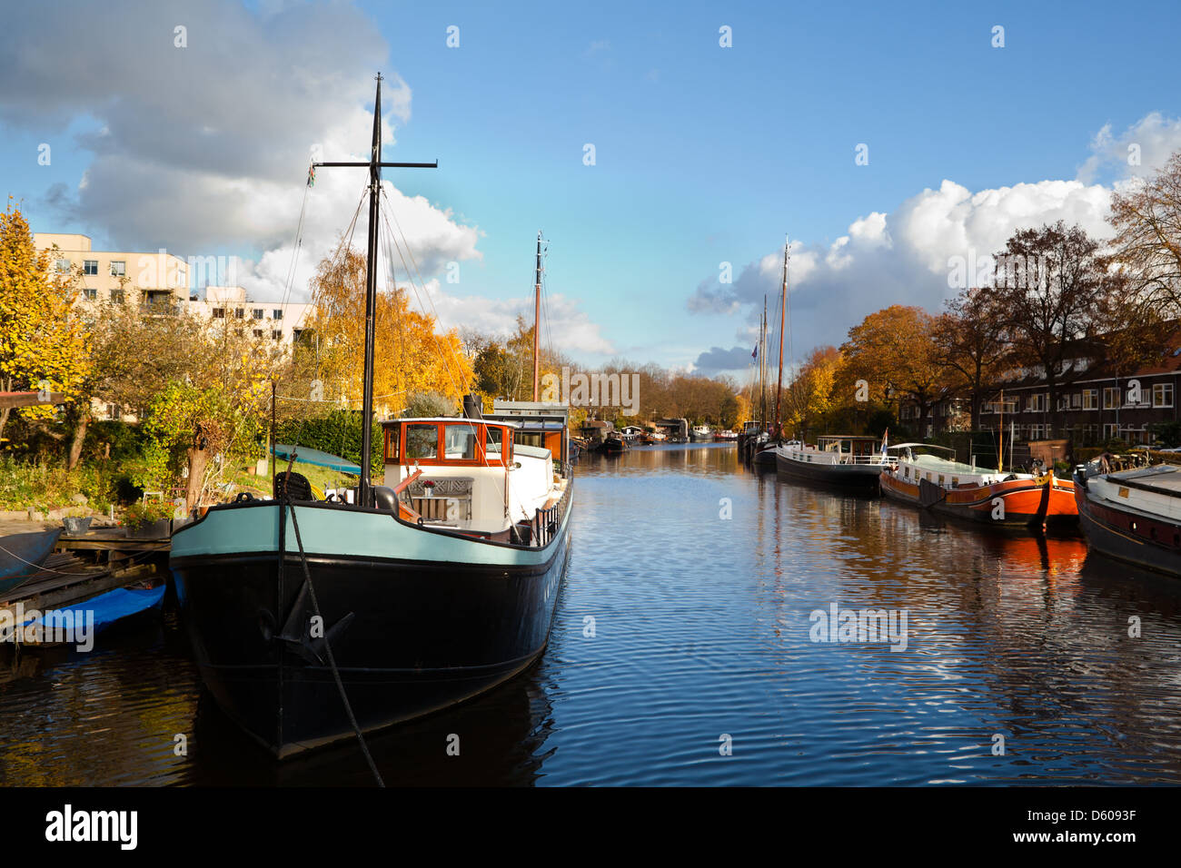 sunny canal in Groningen Stock Photo - Alamy