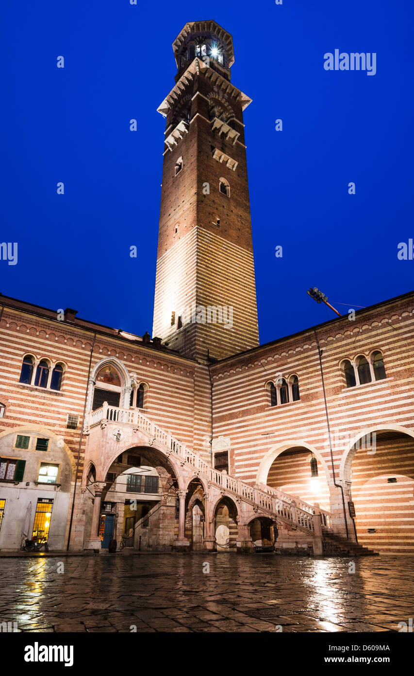 Torre dei Lamberti and courtyard of the law court, Palazzo della ...