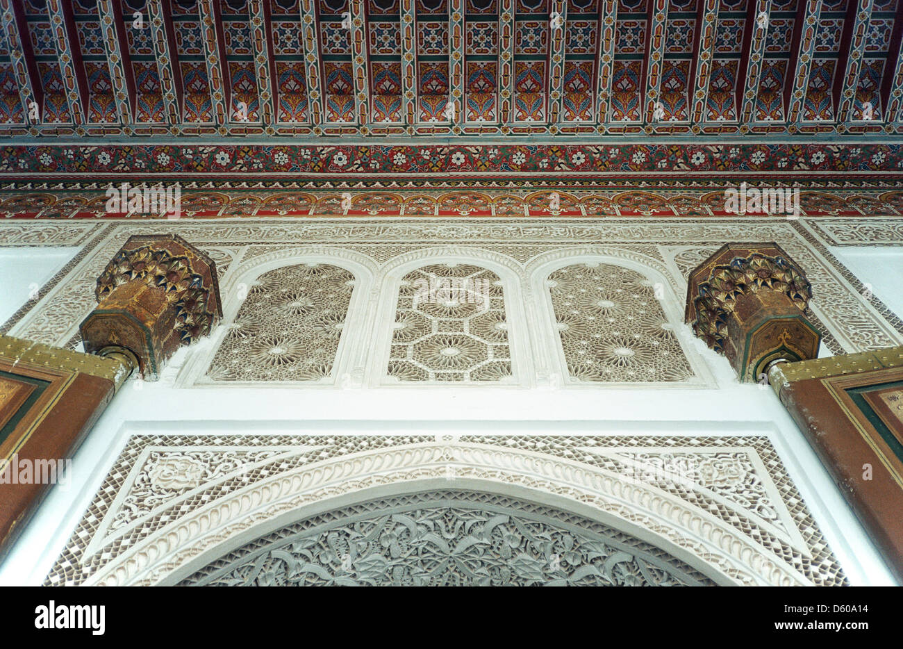 Ornate tiled arch and ceiling, riad, Marrakesh Morocco Stock Photo - Alamy