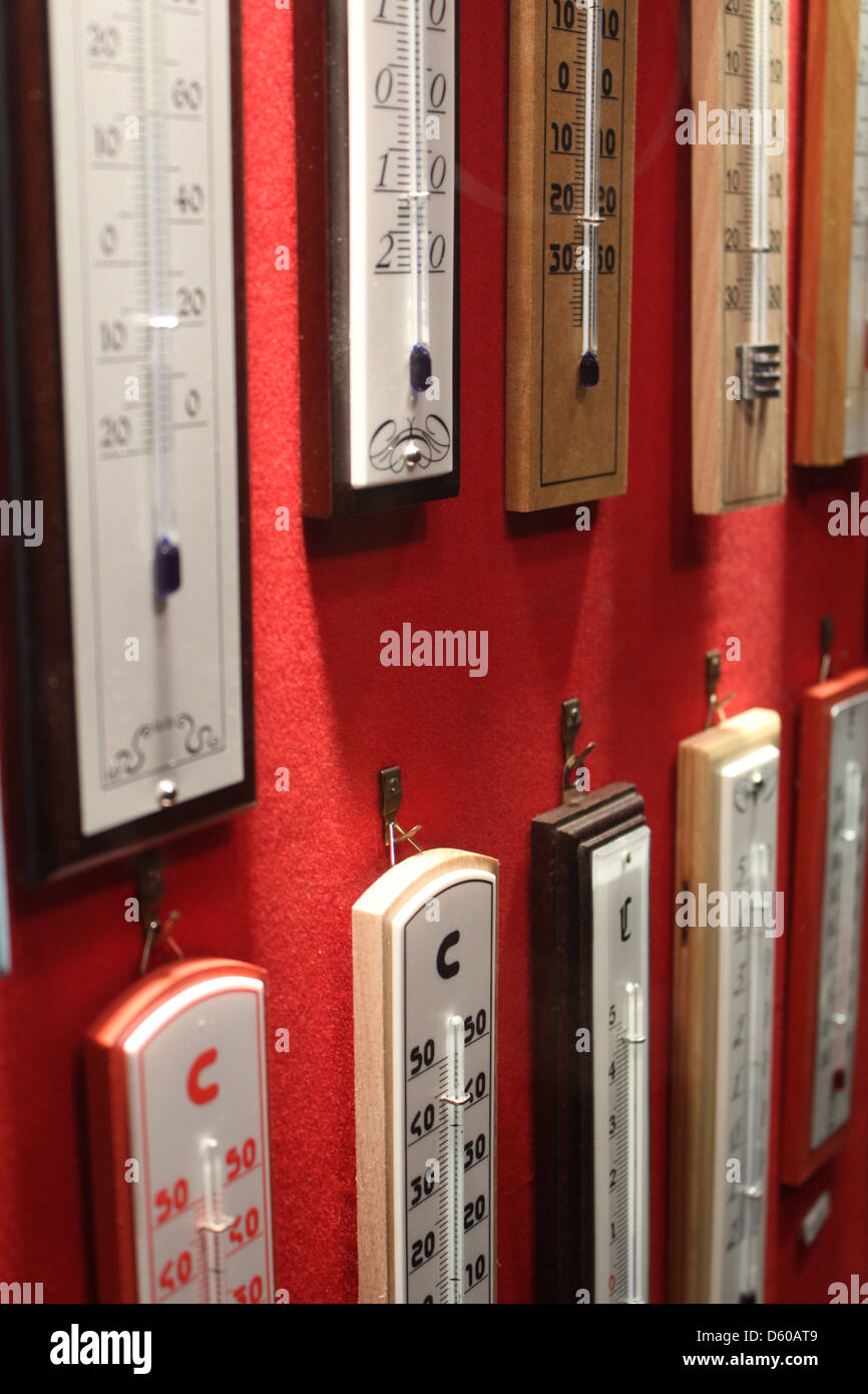 thermometers in shop window in rome italy Stock Photo - Alamy