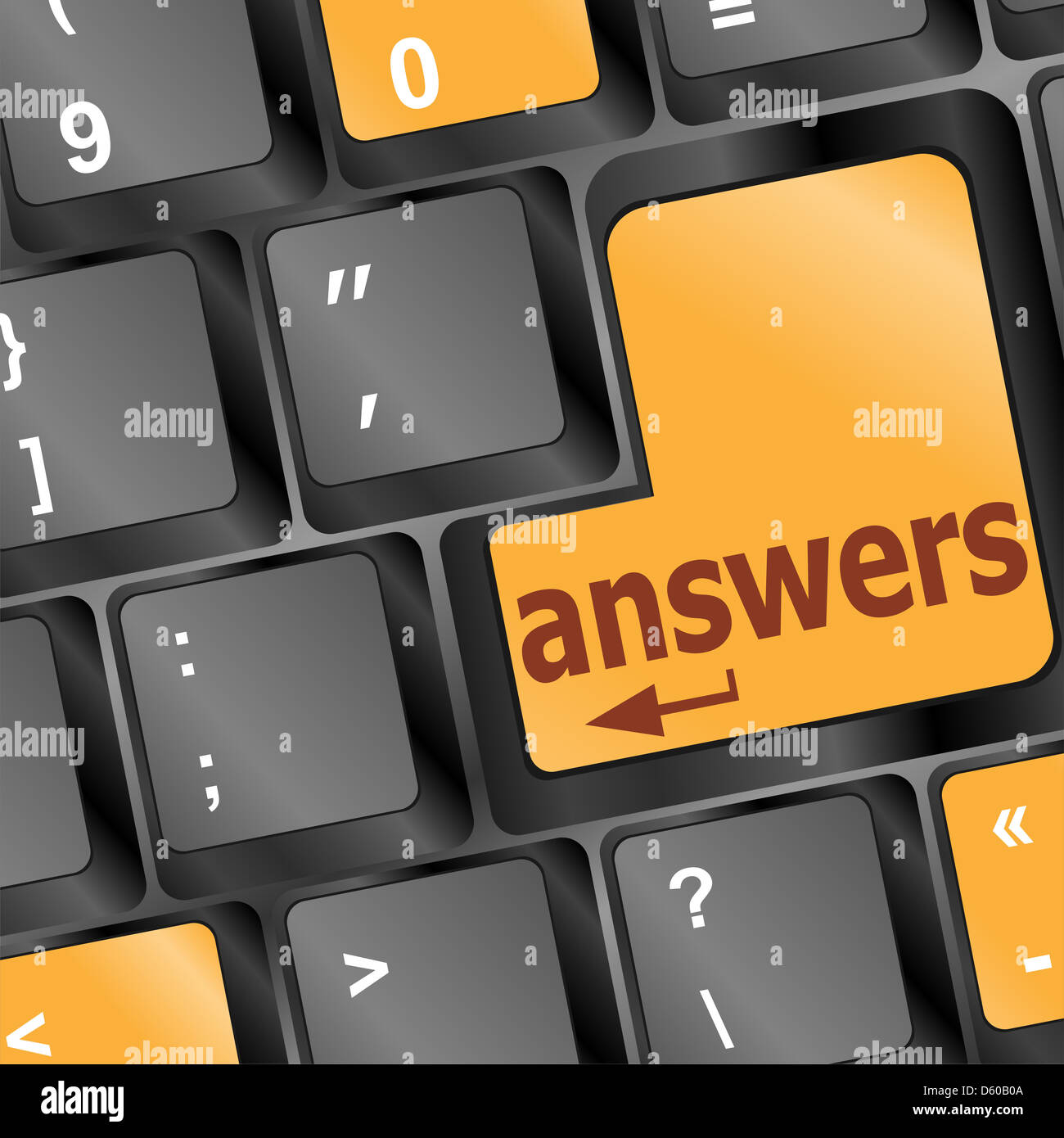 A keyboard with a key reading answers Stock Photo - Alamy