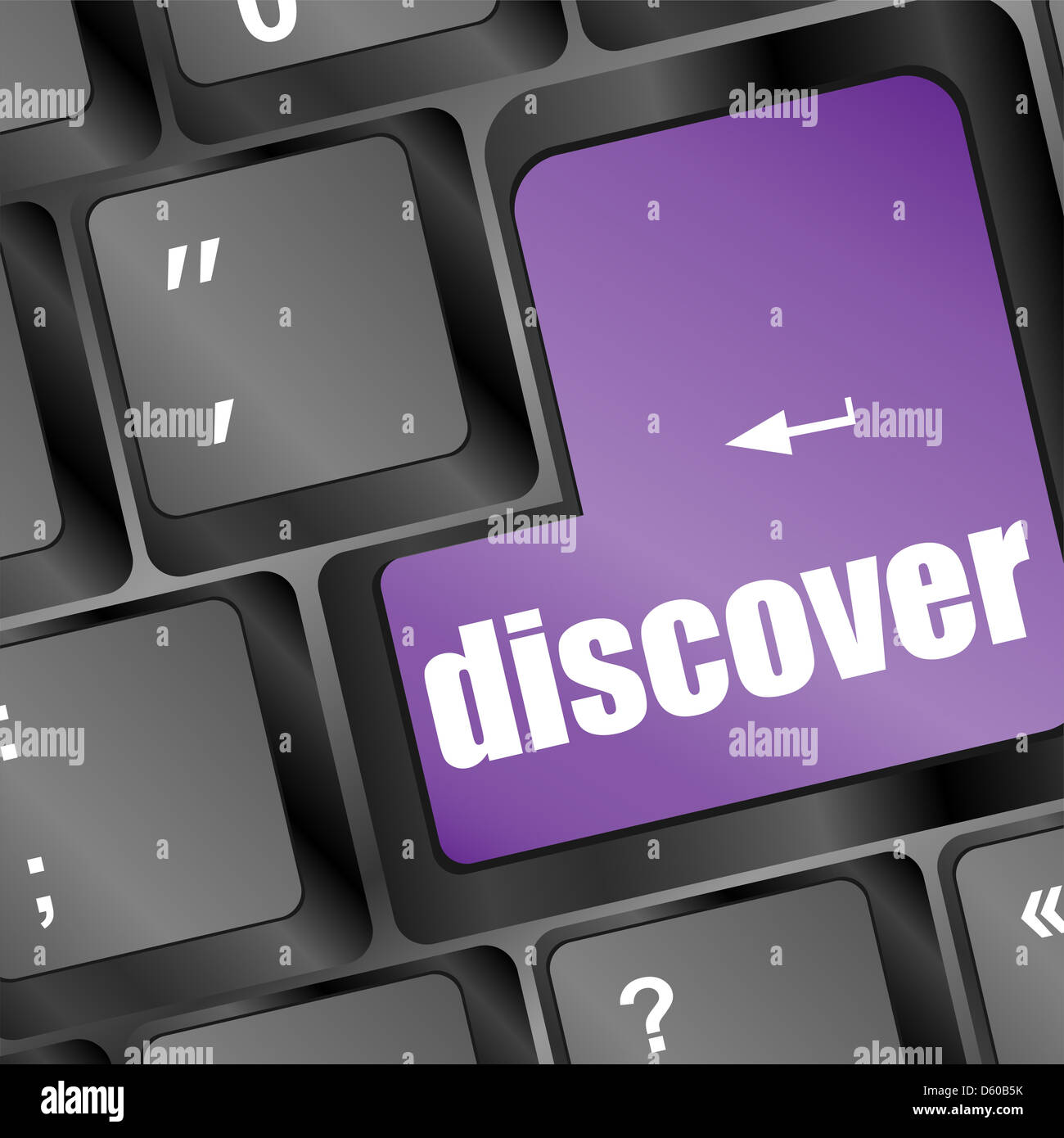 word discover on computer keyboard key Stock Photo - Alamy