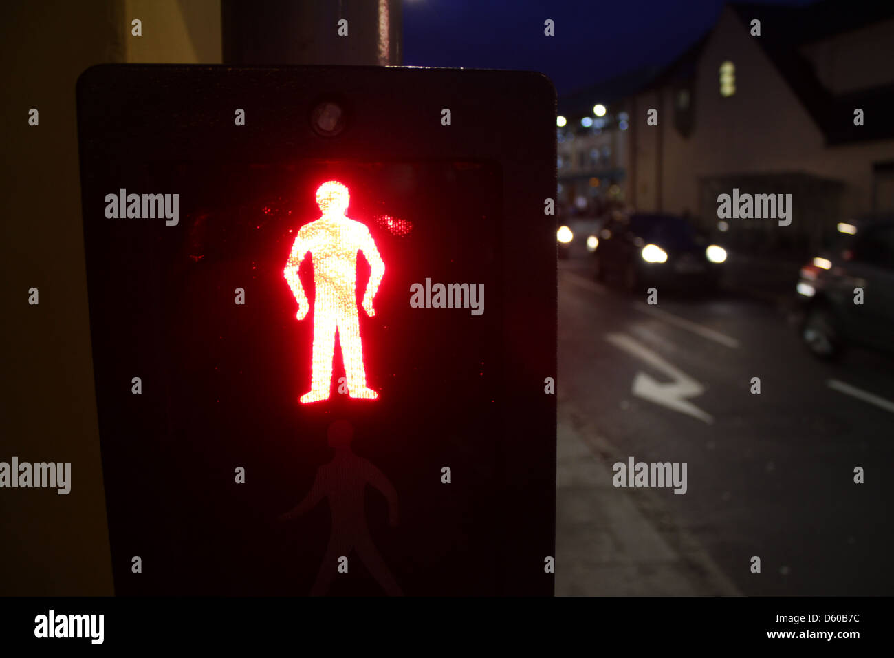 red man light on pedestrian crossing in caernarfon wales great britain ...