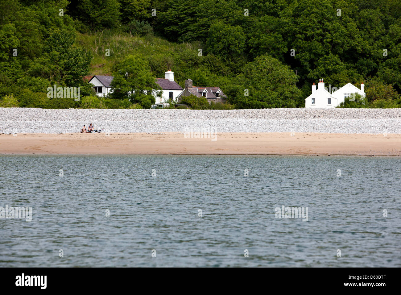 Pwll Du beach from the sea, Gower Stock Photo - Alamy