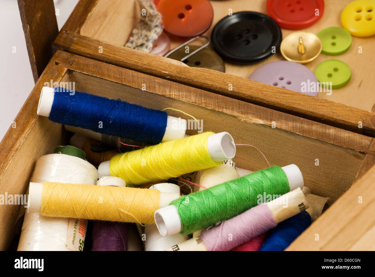 needle, buttons and thread Stock Photo - Alamy