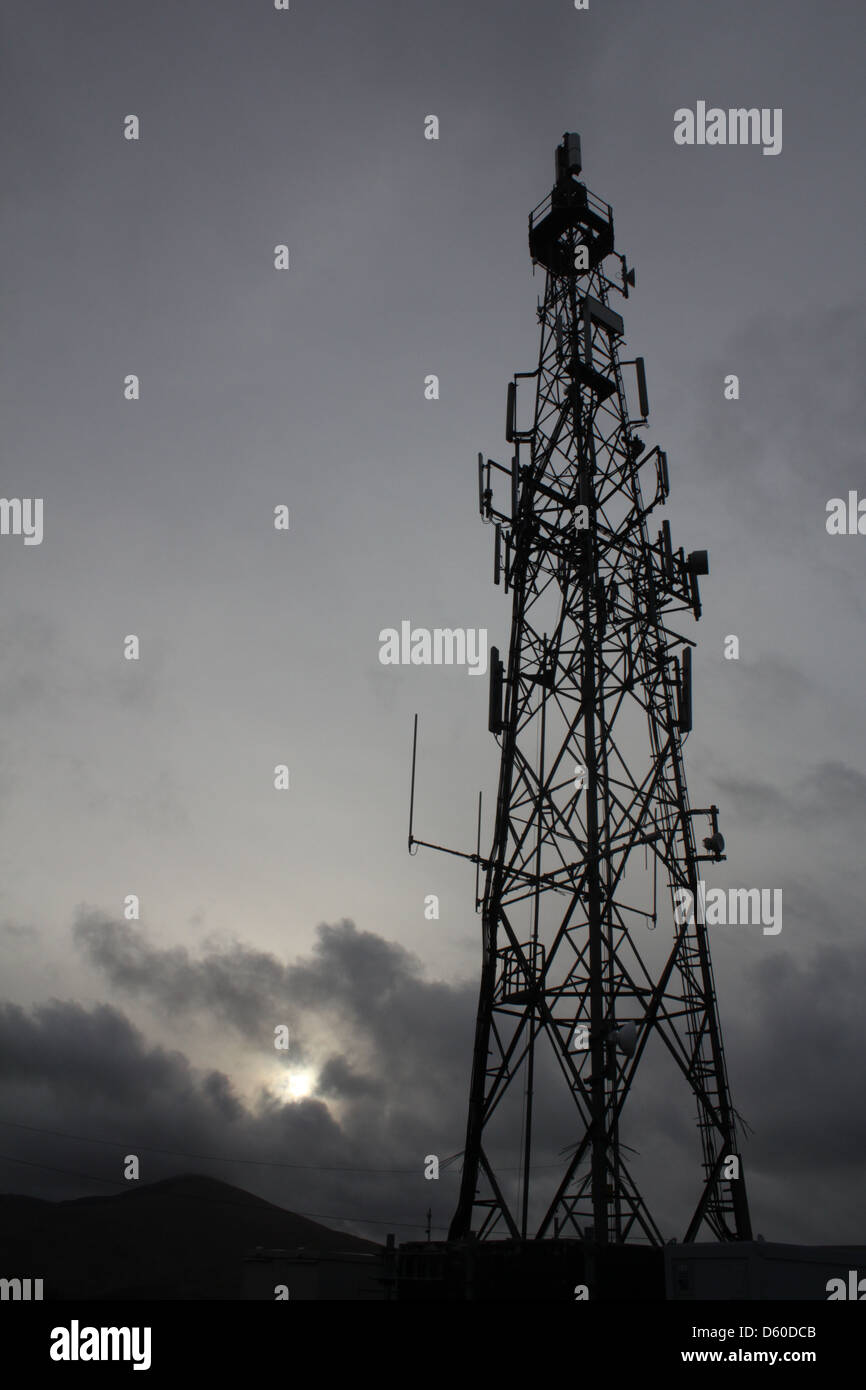 television mast on top of mountain in dinorwic, wales, great britain ...