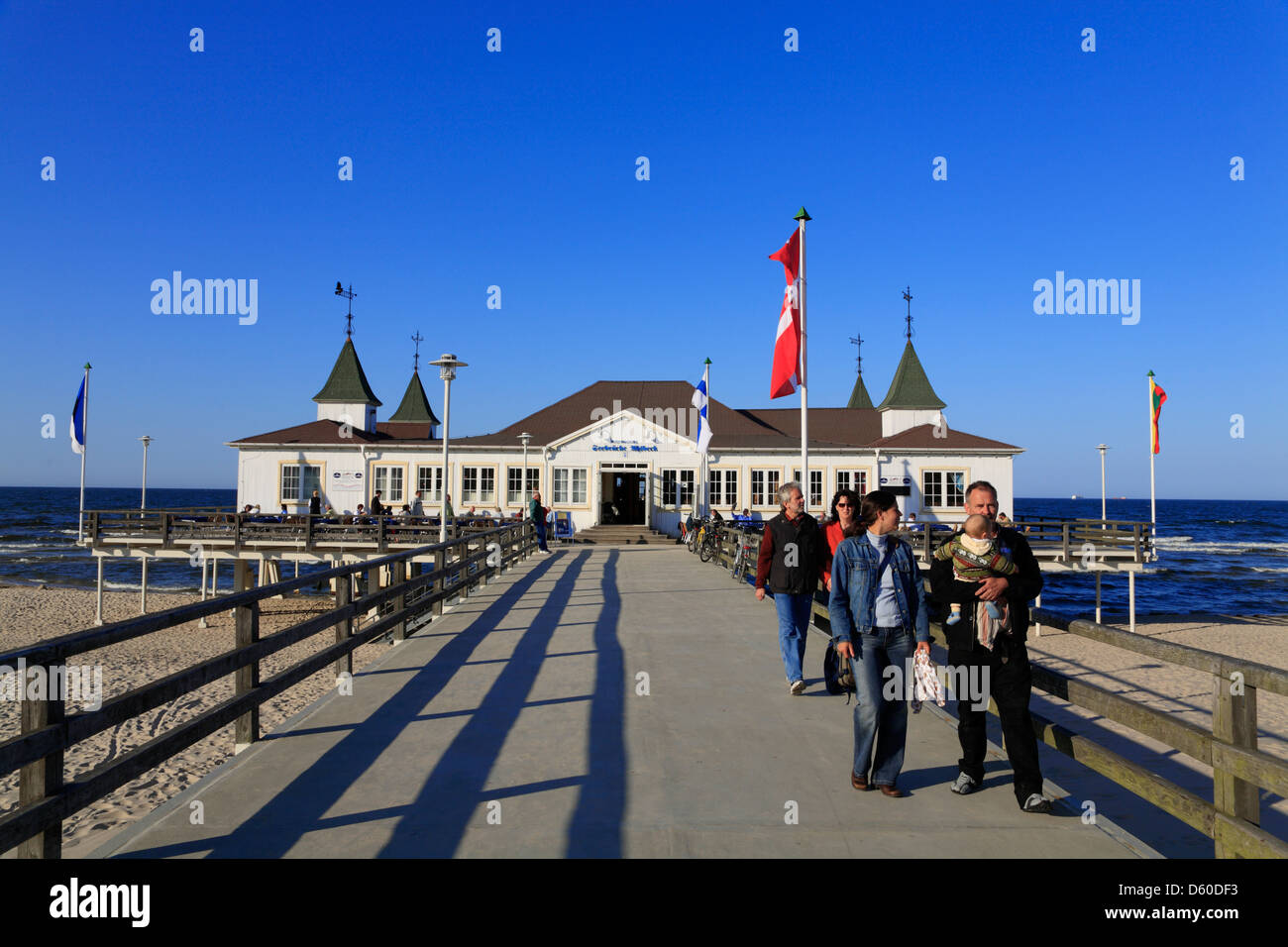 Ahlbeck pier, Usedom Island, Baltic Sea Coast, Mecklenburg Western ...