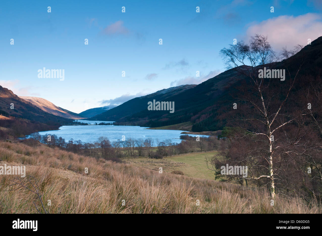 Looking East down Loch's Doine and Voil in the Trossachs National Park ...