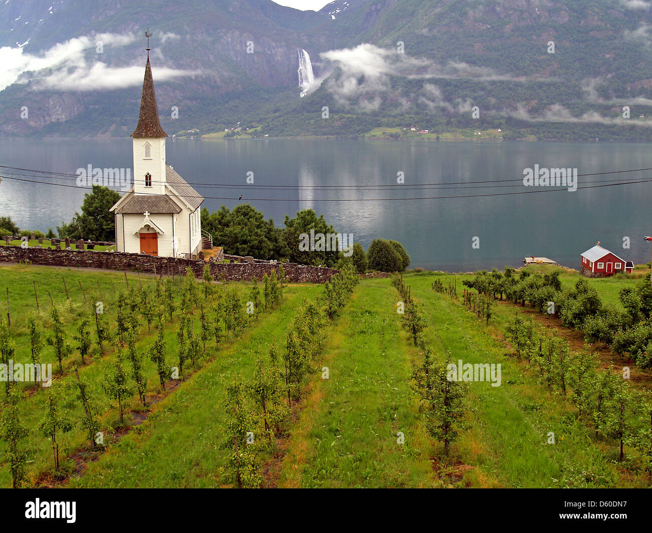 The Nes Church on the Lustra Fjord,Norway Stock Photo - Alamy