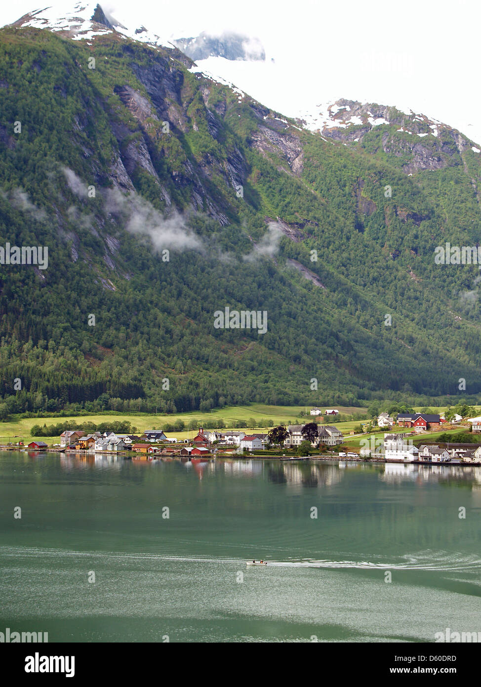 The village of Fjaerland on the Fjaerland Fjord,Norway Stock Photo - Alamy