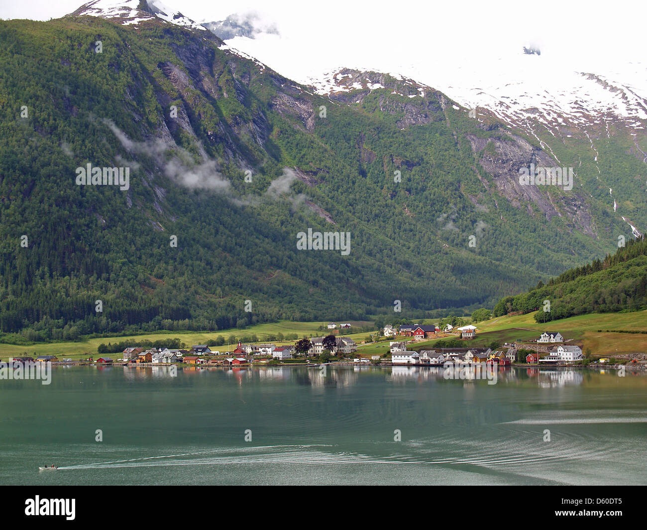 The village of Fjaerland on the Fjaerland Fjord,Norway Stock Photo - Alamy