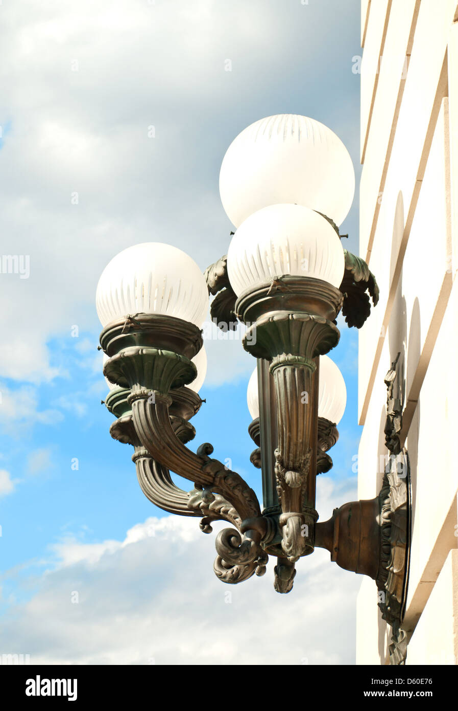 outdoor decorative iron lighting fixture Stock Photo - Alamy