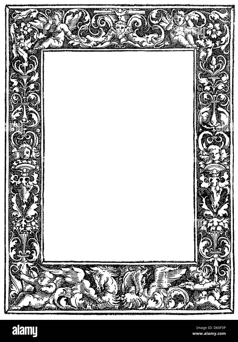 Intricate border detailing Black and White Stock Photos & Images - Alamy