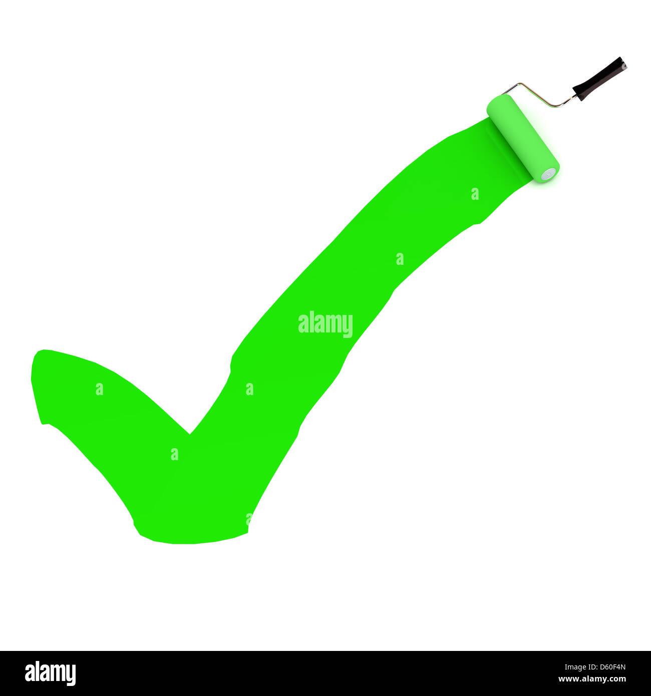 A Colourful 3d Rendered Green Paint Tick Stock Photo - Alamy