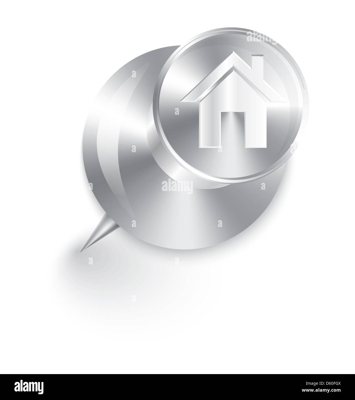 Home icon metal push pin Stock Photo - Alamy