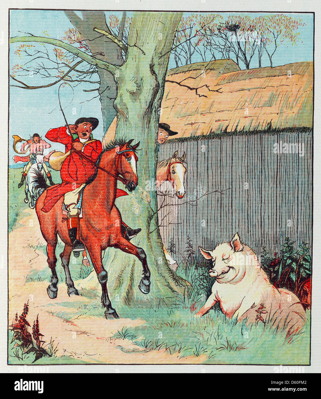 An illustration from Randolph Caldecott's collection, depicting a scene ...