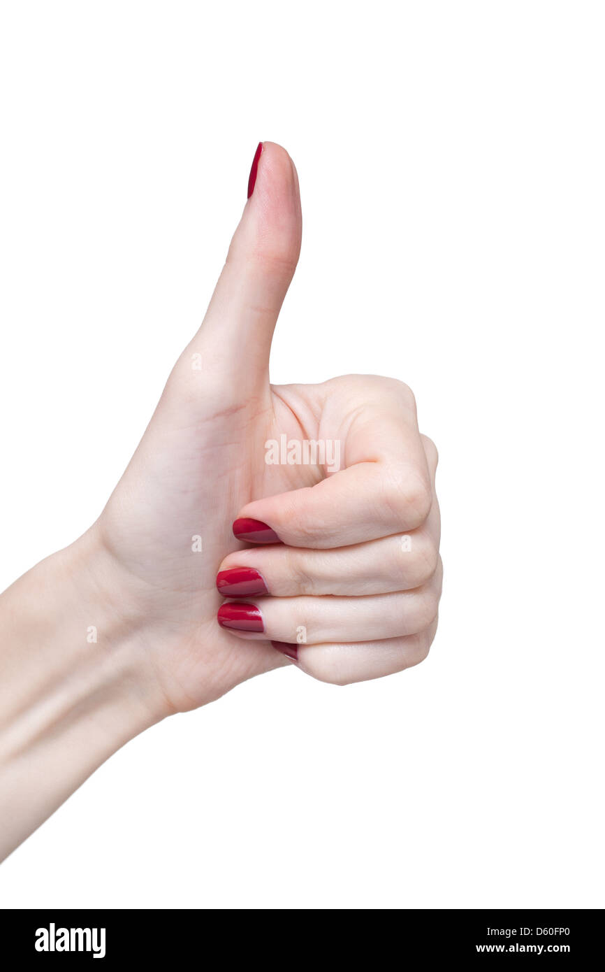 Female arm red nails Cut Out Stock Images & Pictures - Alamy