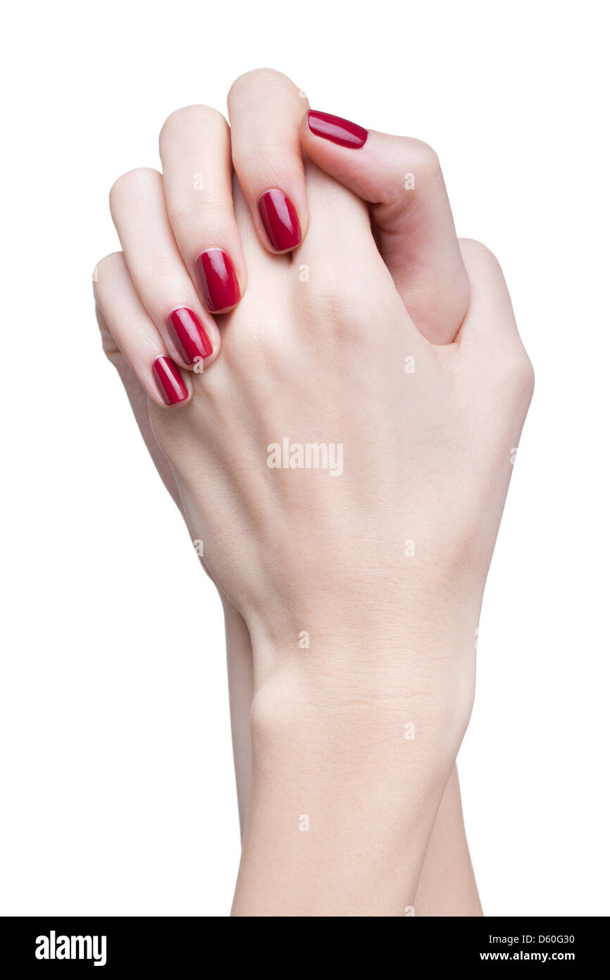 hands with red manicure Stock Photo - Alamy