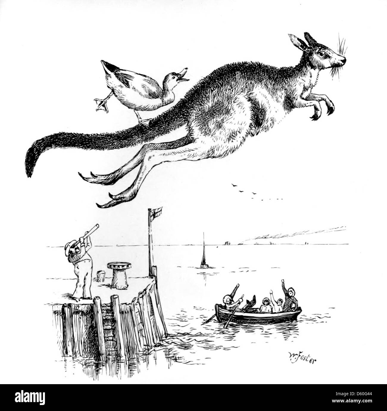 This illustration from Edward Lear’s 'Nonsense Drolleries' features a whimsical drawing of a ...