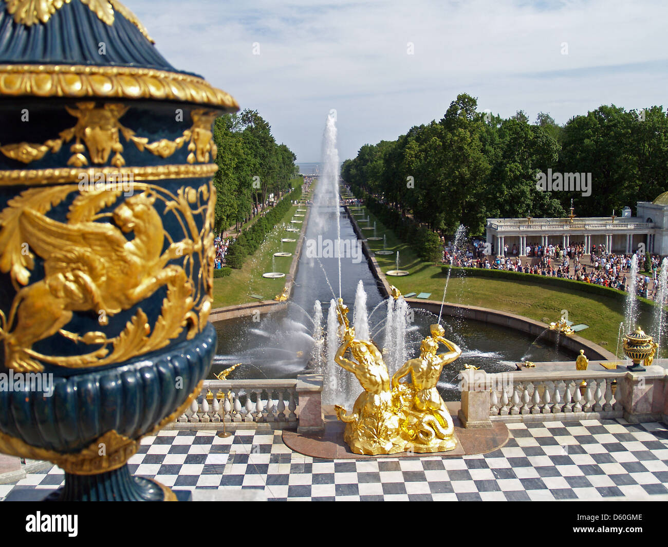 The Samson Fountain leading into Water Avenue,Peterhof Palace,St ...