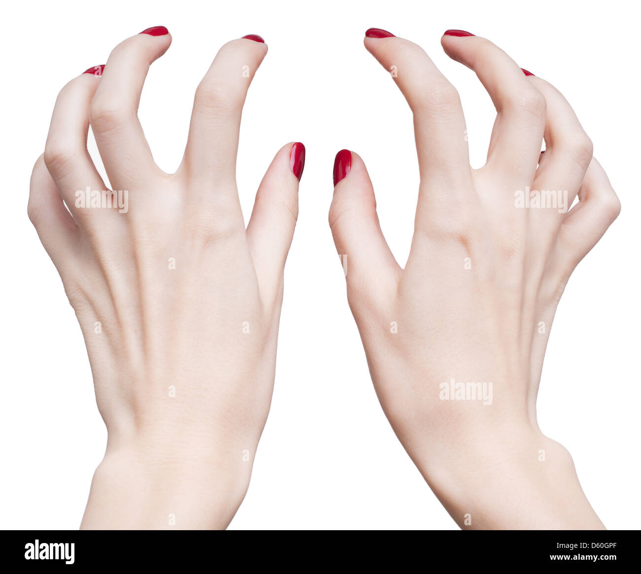 hands with red manicure Stock Photo - Alamy