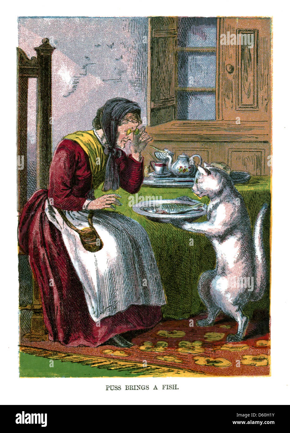 This illustration depicts the famous nursery rhyme 'Dame Trot and Her ...