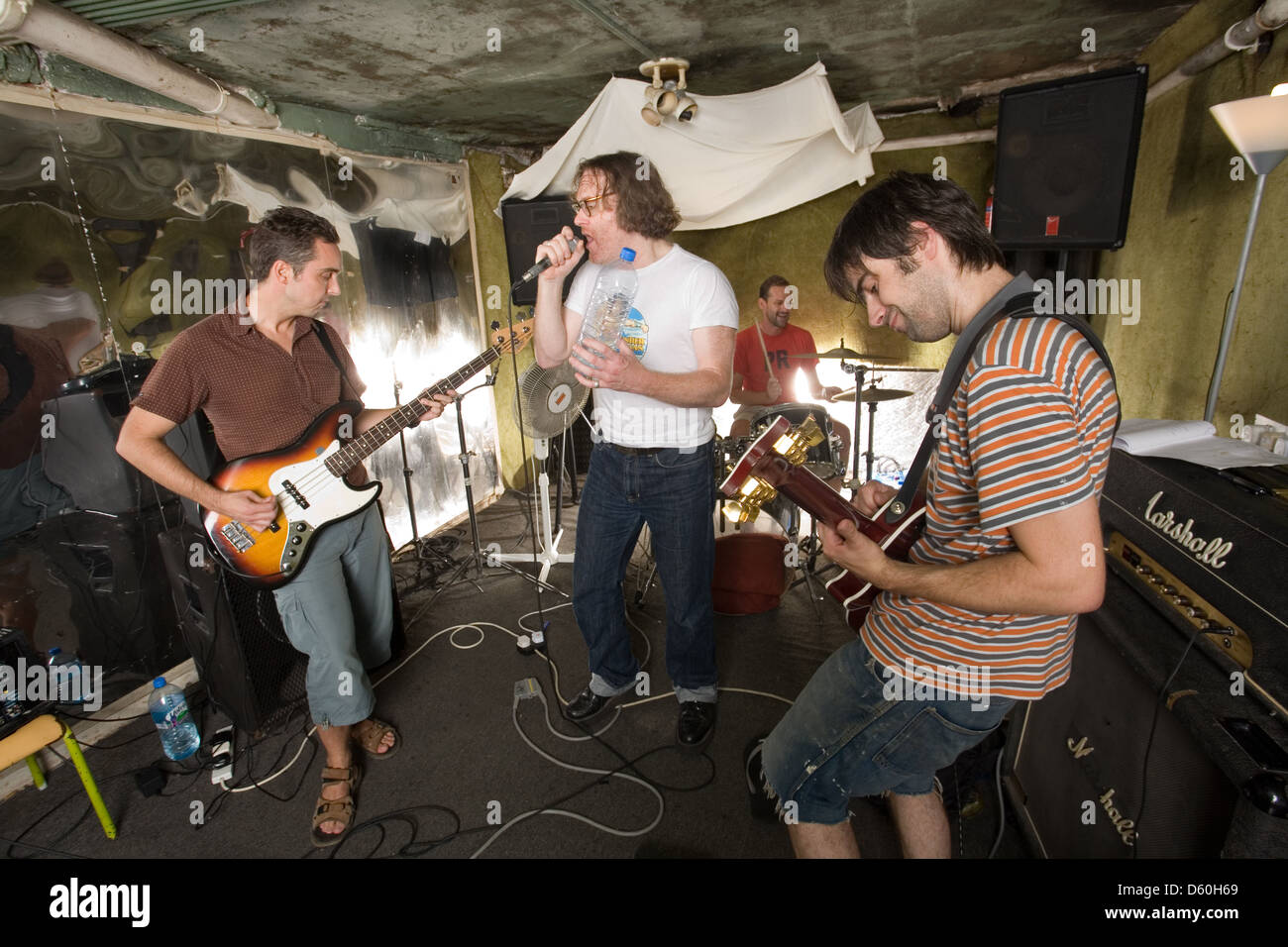Cud, English indie band photographed rehearsing in Old Street , London ...