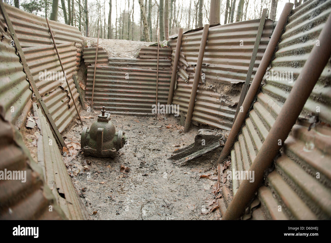 The World War One trench system at Sanctuary Wood near Ypres in Belgium ...