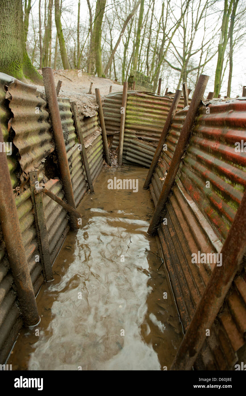 The World War One trench system at Sanctuary Wood near Ypres in Belgium ...