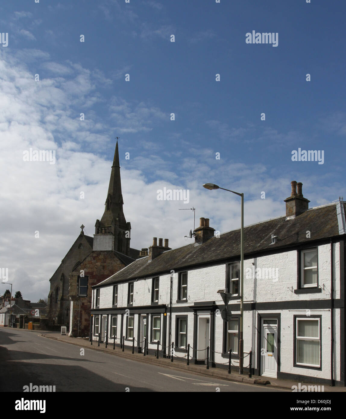 Milnathort street scene with town hall Scotland March 2013 Stock Photo ...