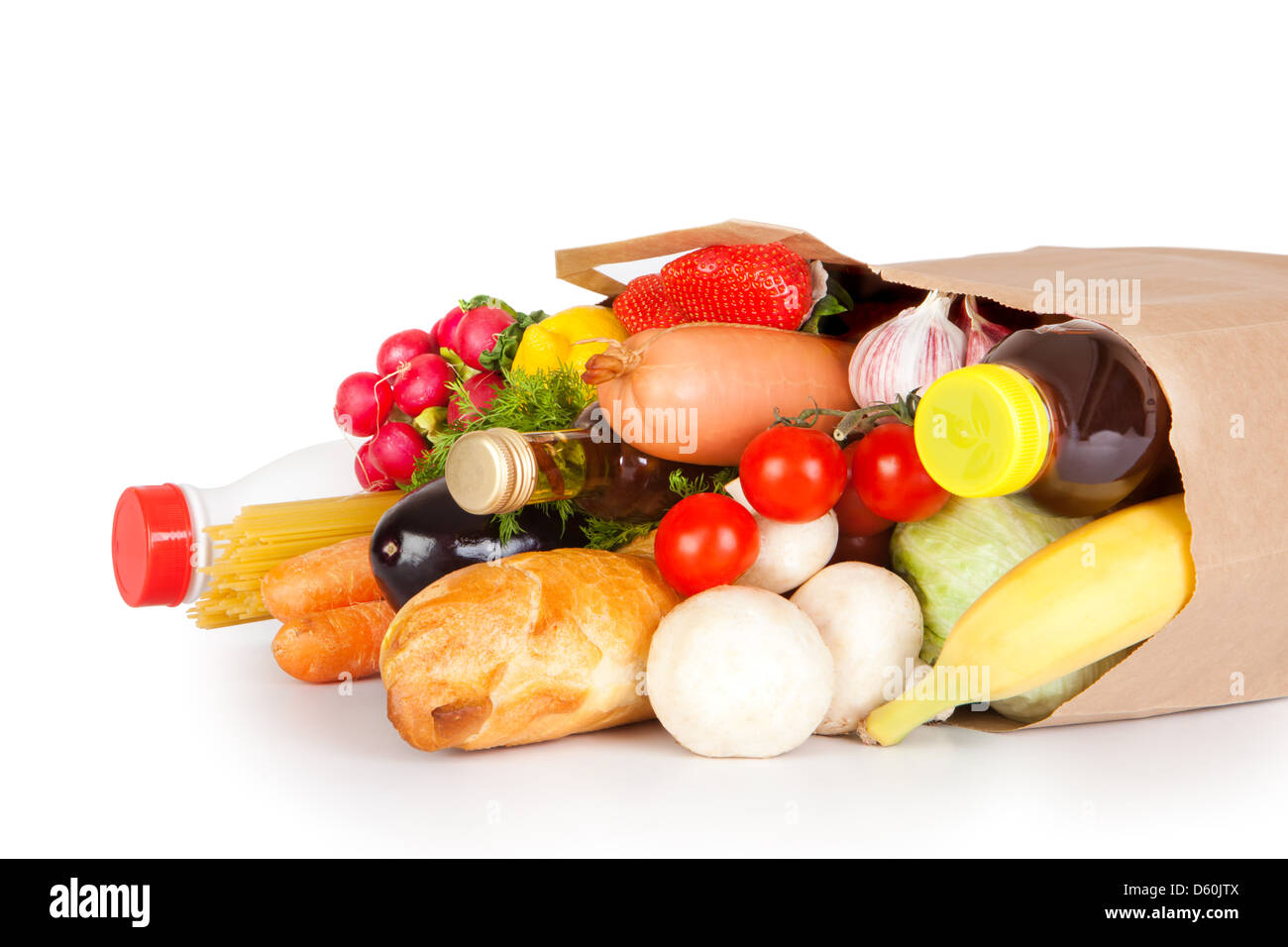 Bag with food Stock Photo - Alamy