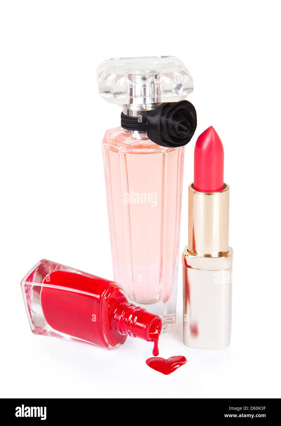 perfume, nail polish and lipstick Stock Photo - Alamy