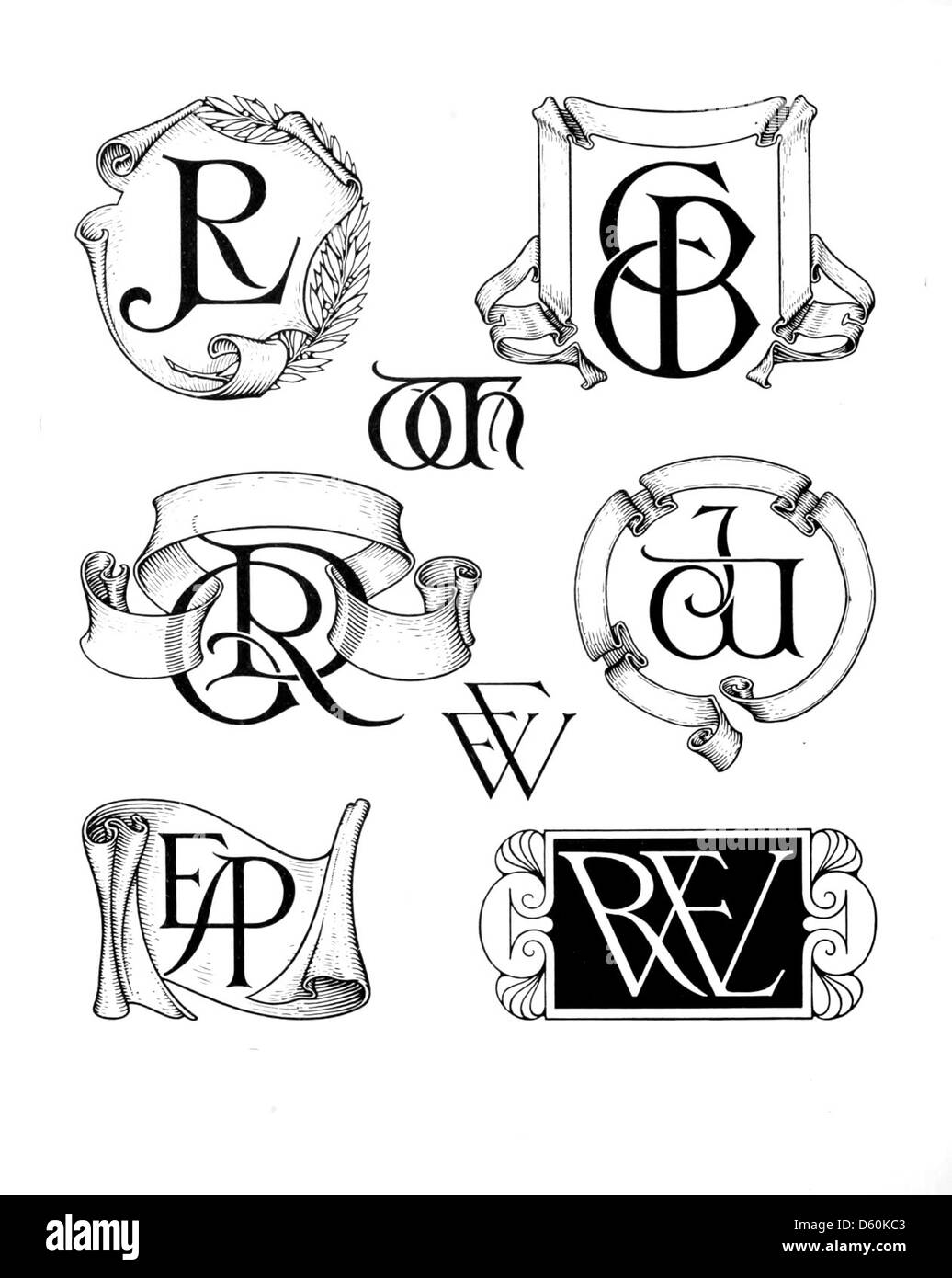 An illustration from 'Monograms & Ciphers' (1906), displaying various ...