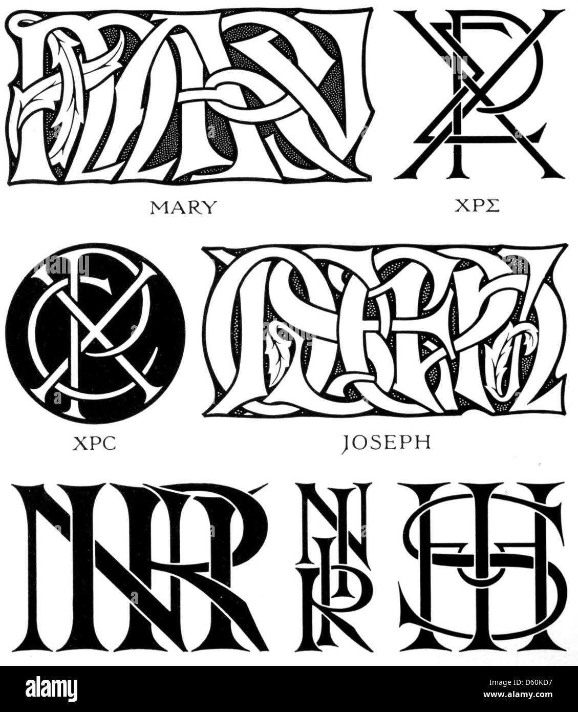 A 1906 illustration featuring various monograms and ciphers, showcasing ...