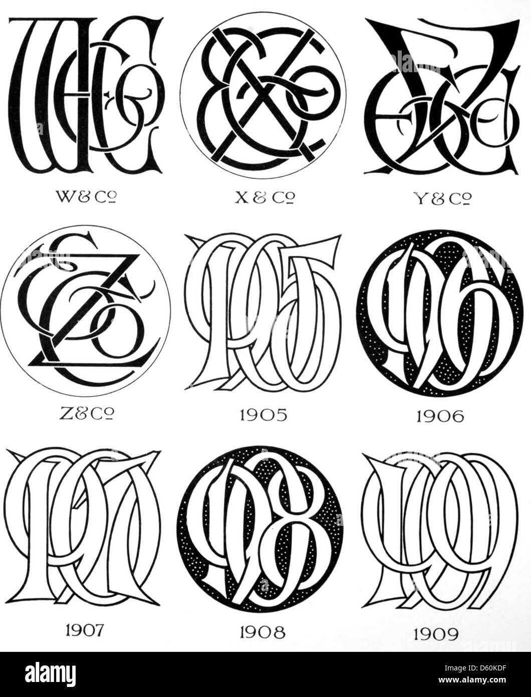 This image features a collection of monograms and ciphers, showcasing ...