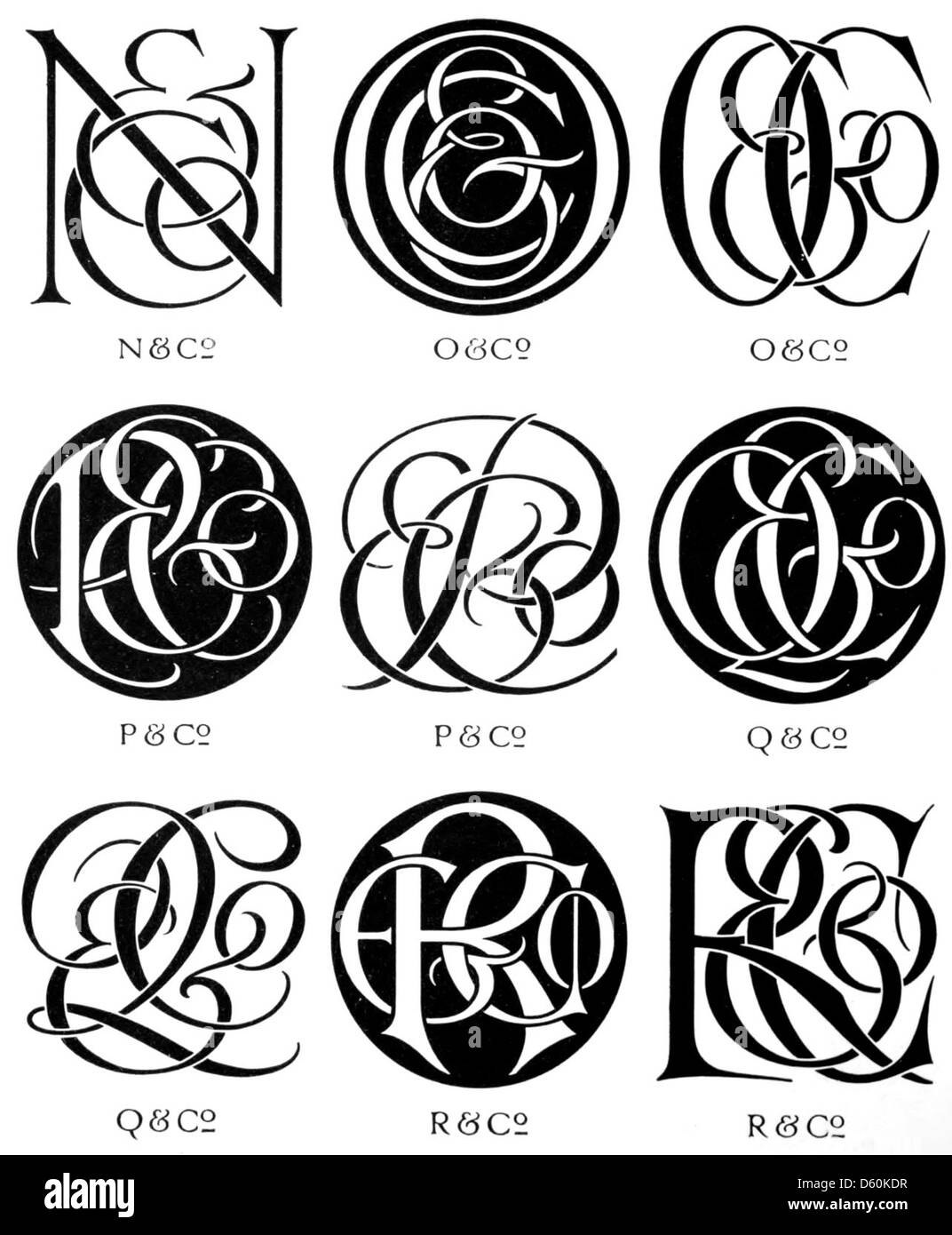 A 1906 illustration showcasing various monograms, ciphers, and crest ...