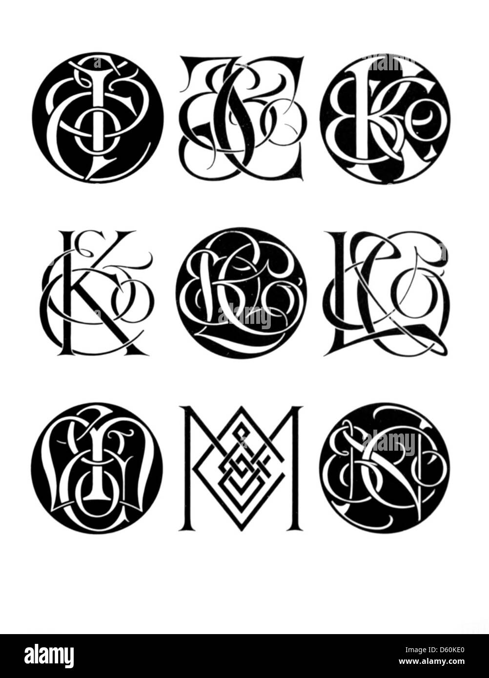 This 1906 image showcases a variety of ciphers and monograms ...