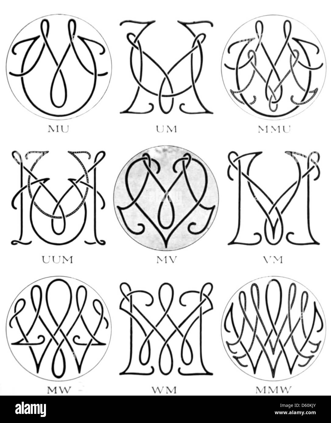 A 1906 guidebook on monograms and ciphers, focusing on decorative ...