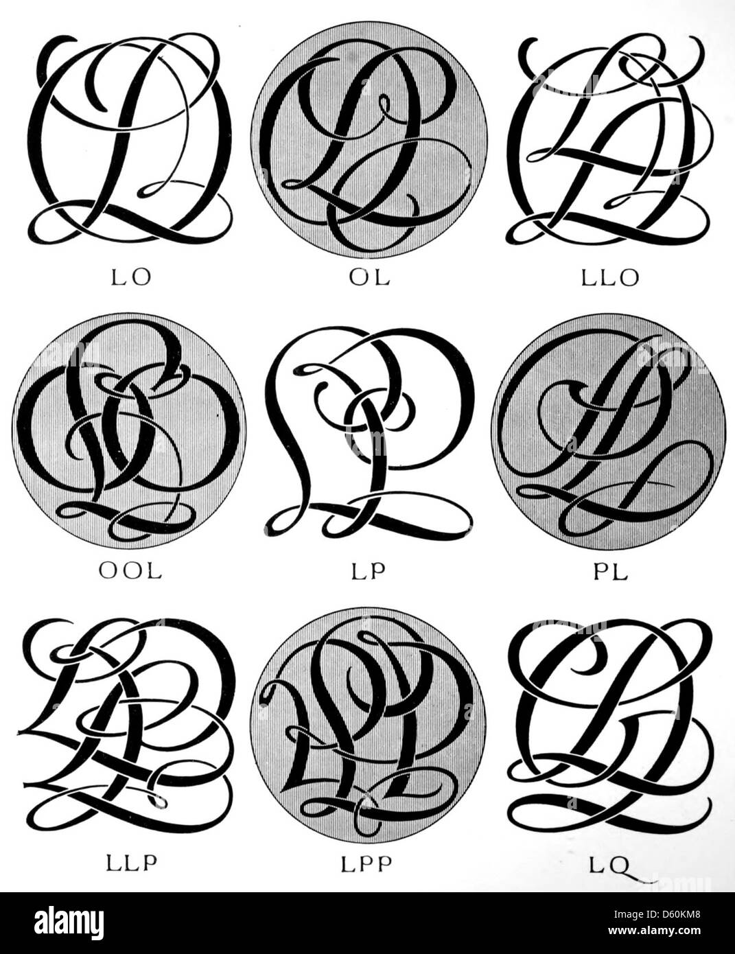 A 1906 collection of examples from 'Monograms & Ciphers,' featuring ...
