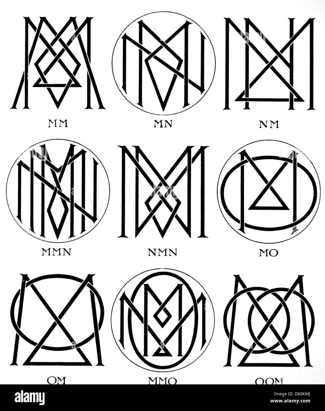 A 1906 design featuring various monograms, ciphers, and crests ...