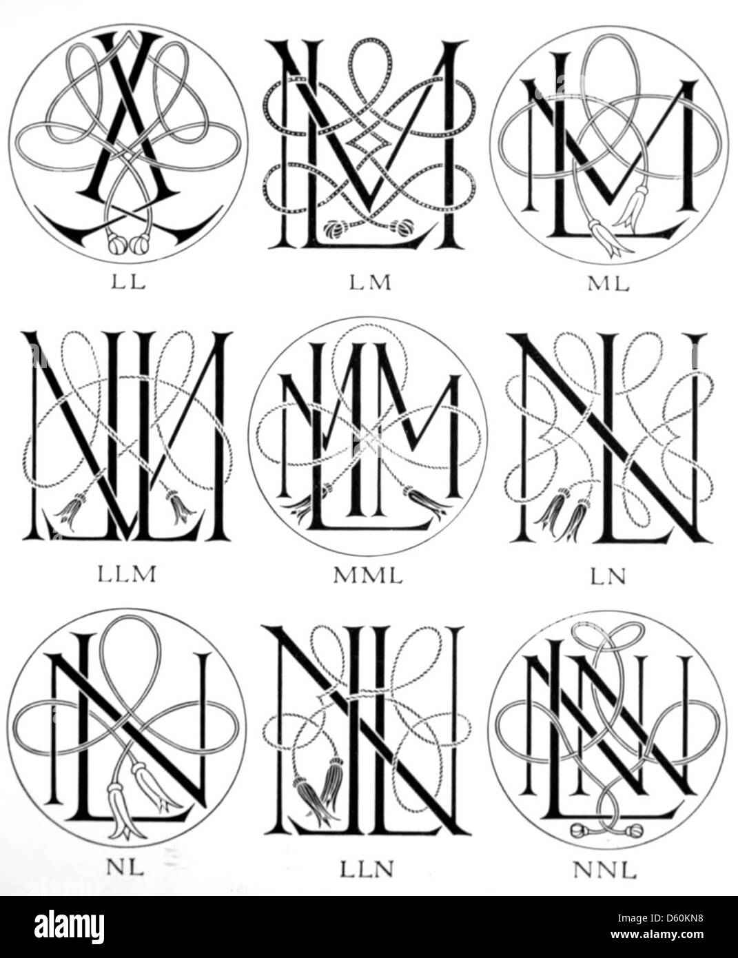 This 1906 image showcases a variety of monograms and ciphers, focusing ...
