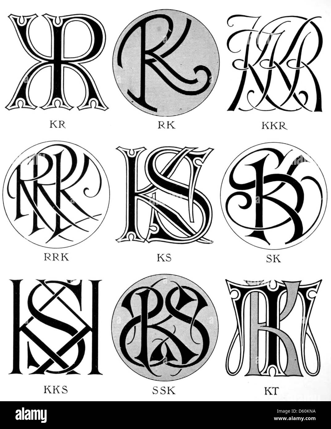 This 1906 collection of monograms and ciphers showcases various letter ...