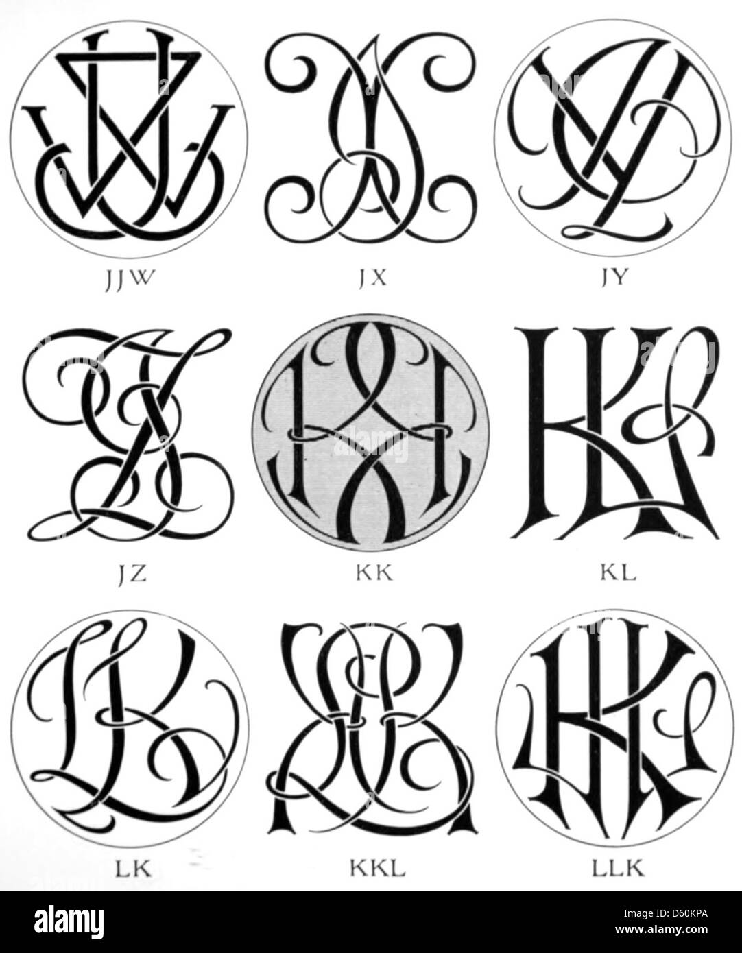 A 1906 guide on the use of monograms and ciphers, detailing the various ...