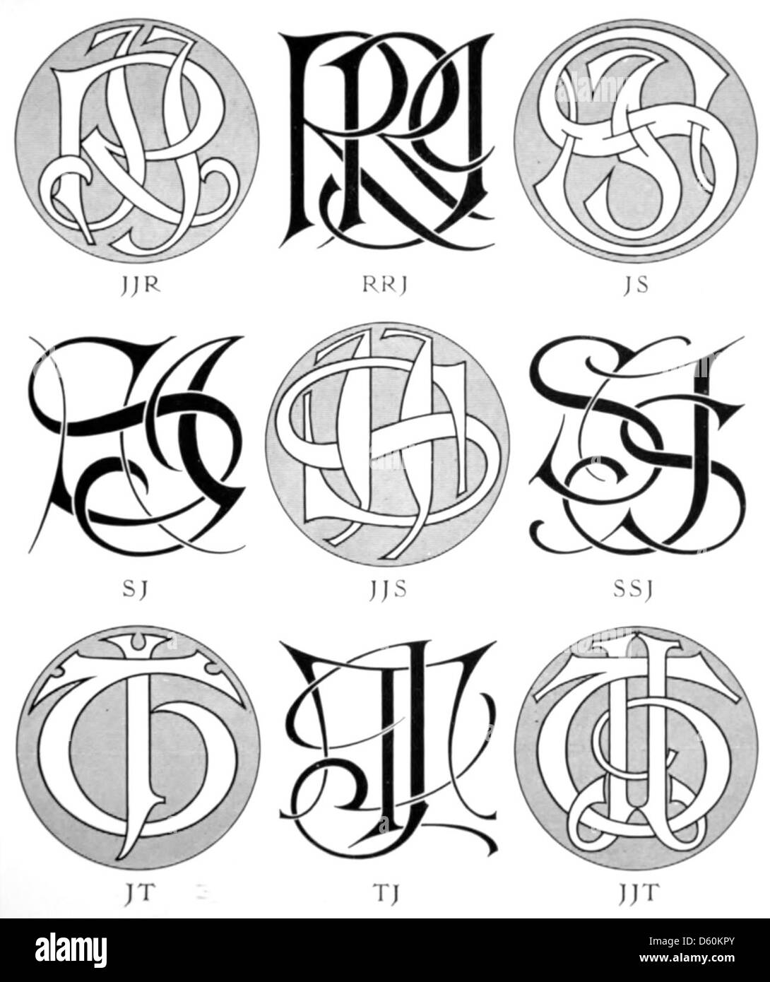 A 1906 design guide featuring monograms and ciphers, showcasing the art ...