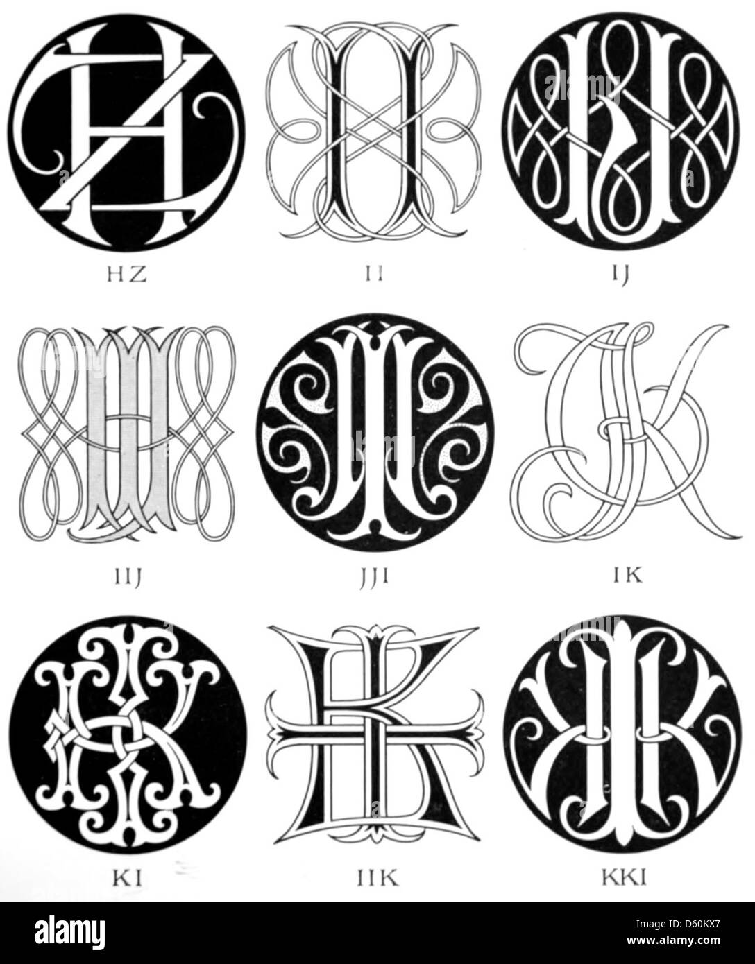 This 1906 image features a variety of monograms and ciphers ...