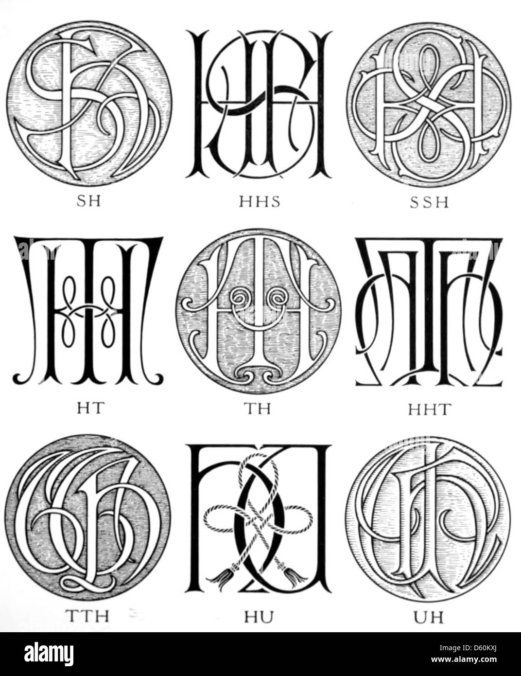 This image showcases various monograms and ciphers from a 1906 ...