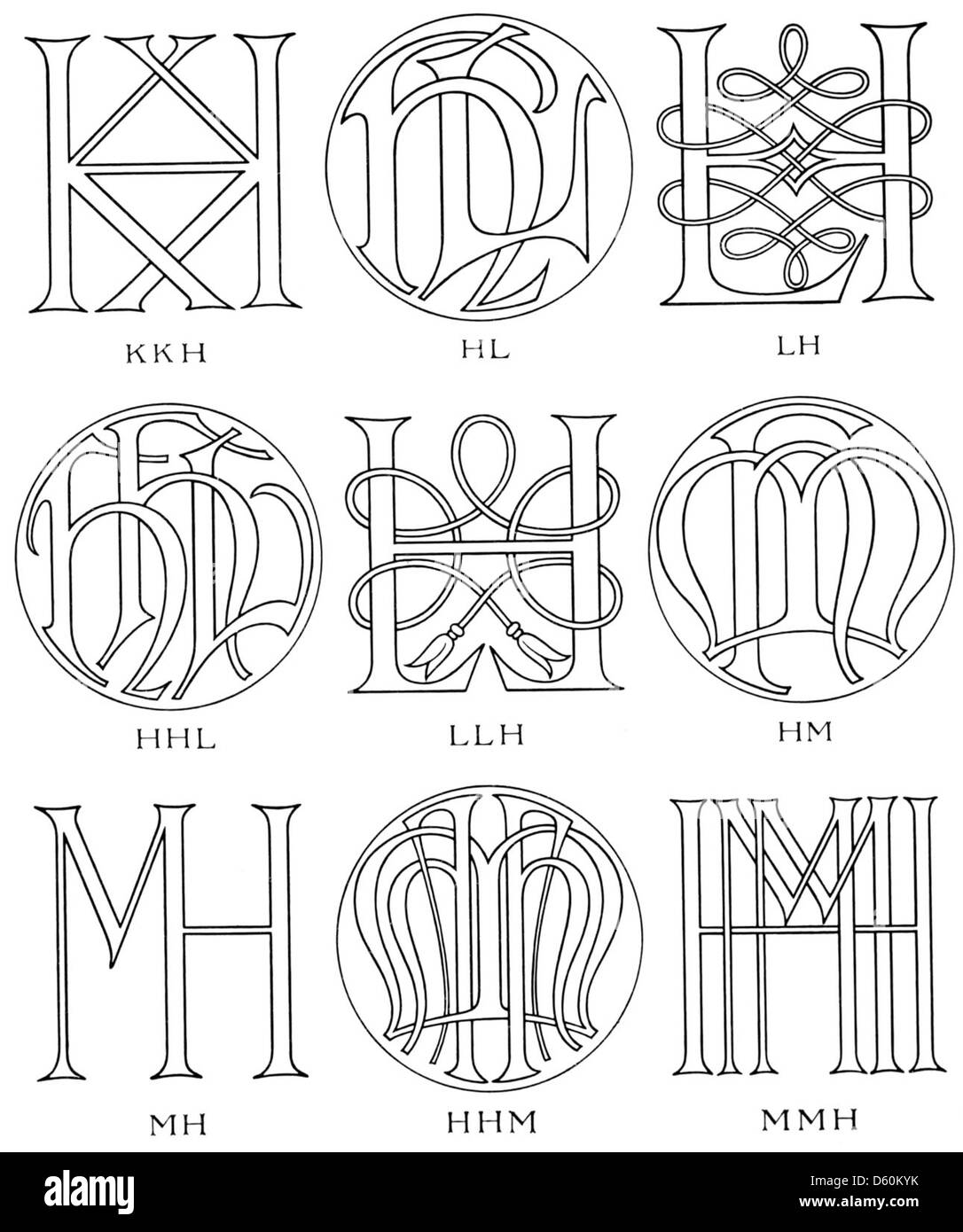 Monograms ciphers 1906 hi-res stock photography and images - Alamy